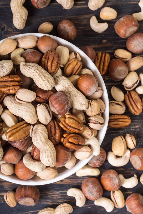 Mix of nuts in plate stock image. Image of kernel, assorted - 109492159