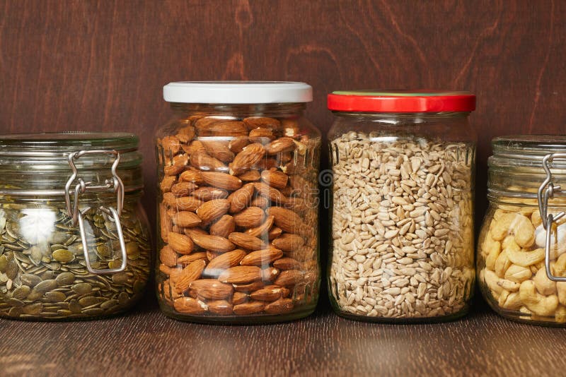 Mix of nuts and seeds stock photo. Image of assortment - 184804674