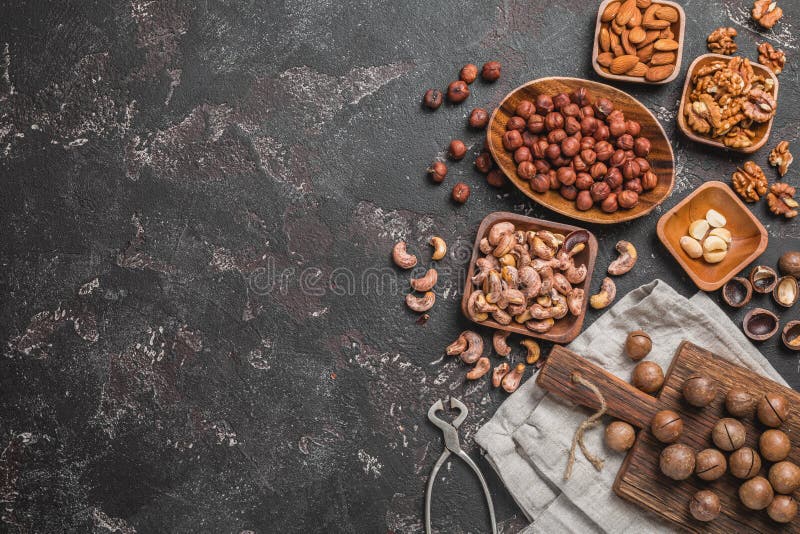 Mix of nuts. Top view. stock photo. Image of board, healthy - 88879610