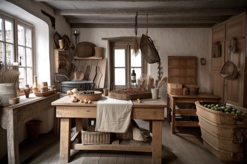 Mix of Old and New Decor Elements in Rustic Farmhouse Stock ...