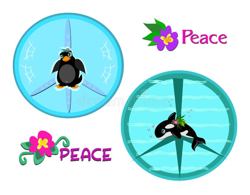 Mix of Peace Signs and Animals Stock Vector - Illustration of sign ...