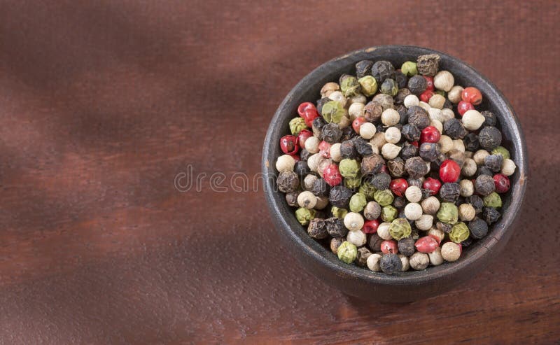 Mixed Pepper Color on Rustic Background Stock Photo - Image of flavor ...