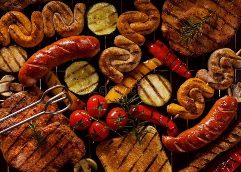 Mix Products from the Grill. View from the Top, Perfect for Background ...