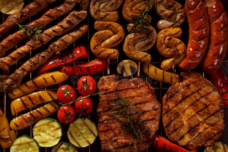 Mix Products from the Grill. View from the Top, Perfect for Background ...