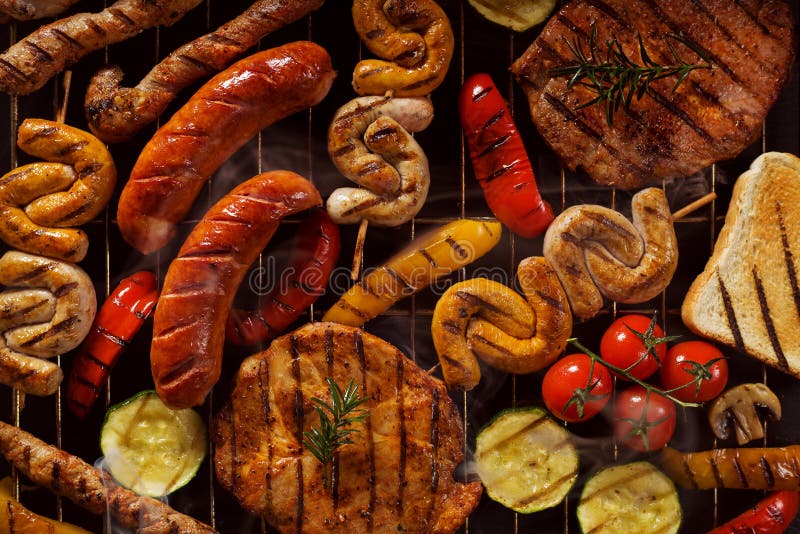 Mix Products from the Grill. View from the Top, Perfect for Background ...