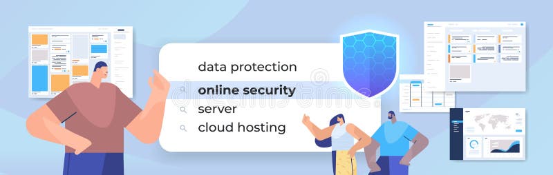 Mix Race People Choosing Online Security in Search Bar on Virtual ...