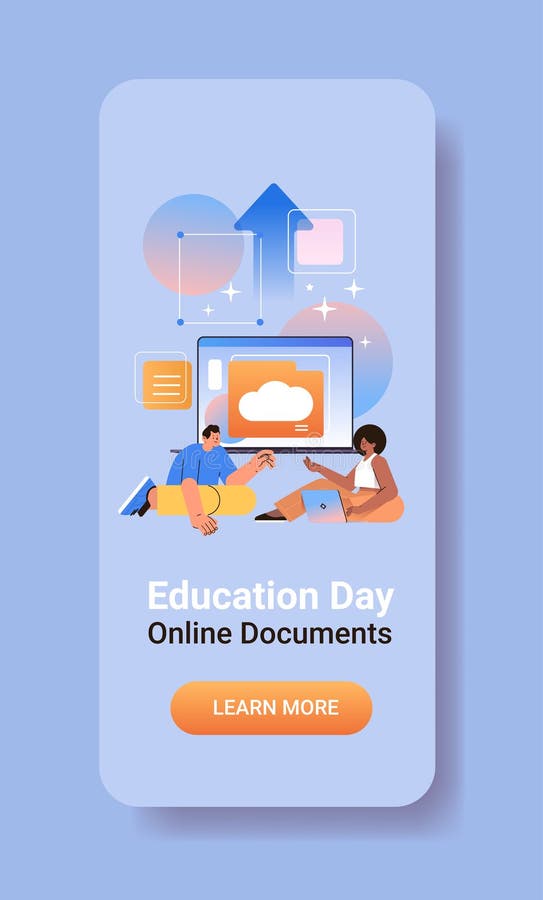 Mix Race Students Sending Documents Online Education Day Live Webinar ...