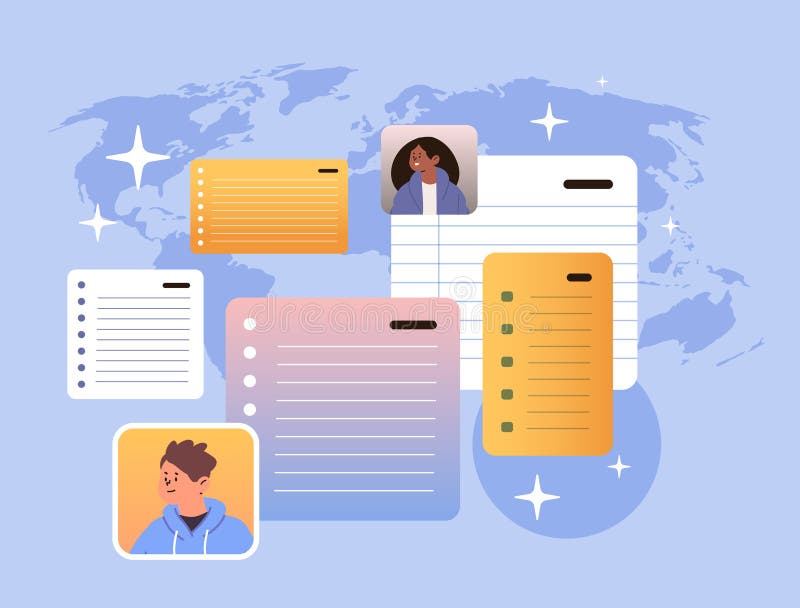 Mix Race Students Taking Notes and Organizing Personal Information in ...