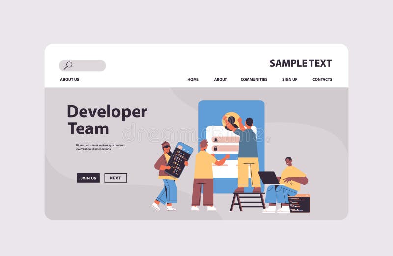 Mix Race Web Developers Team Creating Program Code Application Development Software Programming