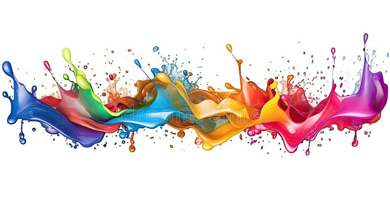 Mix Rainbow Liquid Splashes. Oil or Ink Splashing Dynamic Motion ...