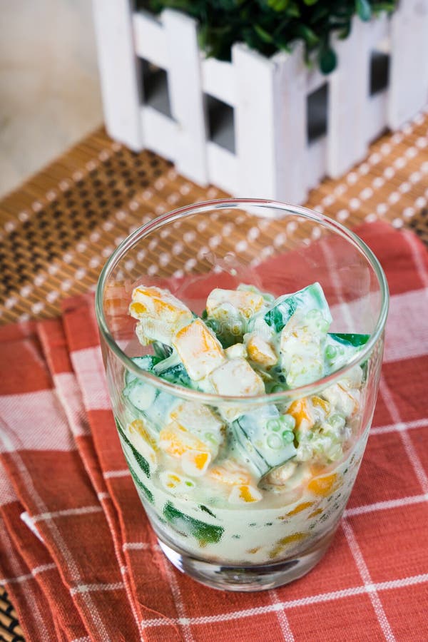 Mango and Pandan Gelatin with Tapioca Pearl Stock Photo - Image of ...