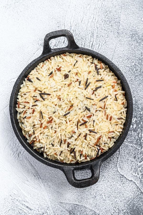 Mix Rice in a Cast-iron Pan. White Background Stock Image - Image of ...