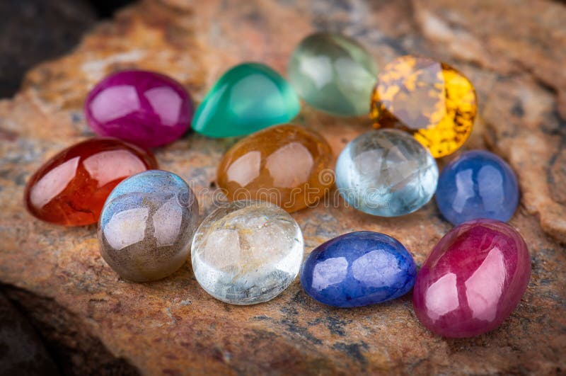 Mix Round Cut Mineral Gemstones Stock Image - Image of luxury, chromium ...