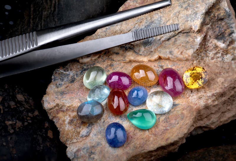 Mix Round Cut Mineral Gemstones Stock Image - Image of closeup ...