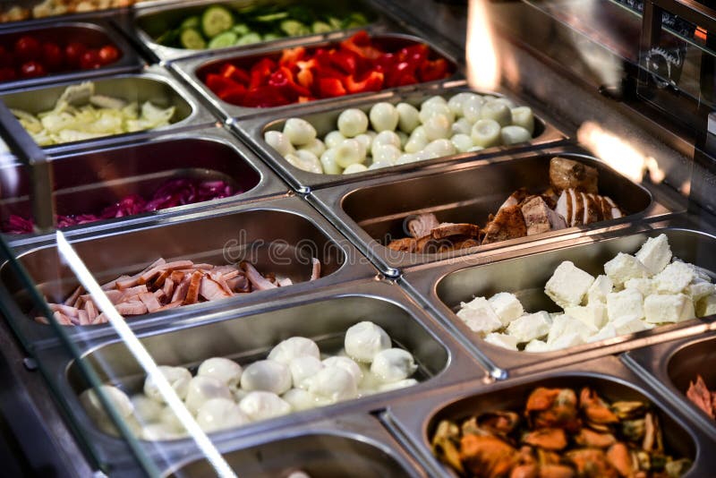 Mix salad on a store shelf stock image. Image of grocery - 182425401