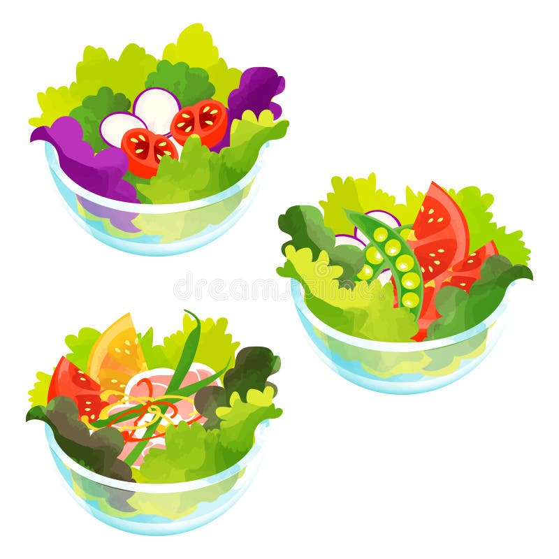 Mix salads stock vector. Illustration of healthy, beans - 87333774