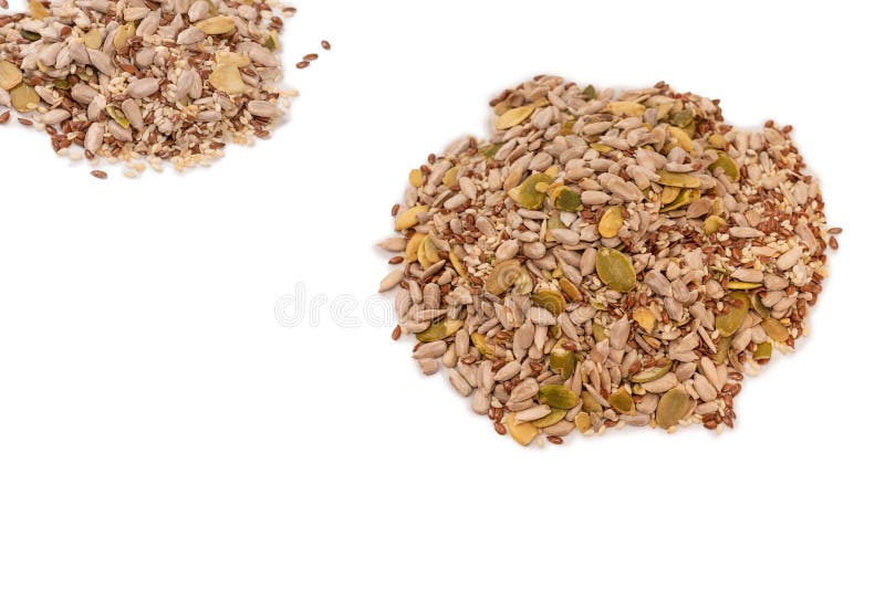 Mix of Seeds for a Salad. a Pile of Mixed Seeds Isolated on White ...