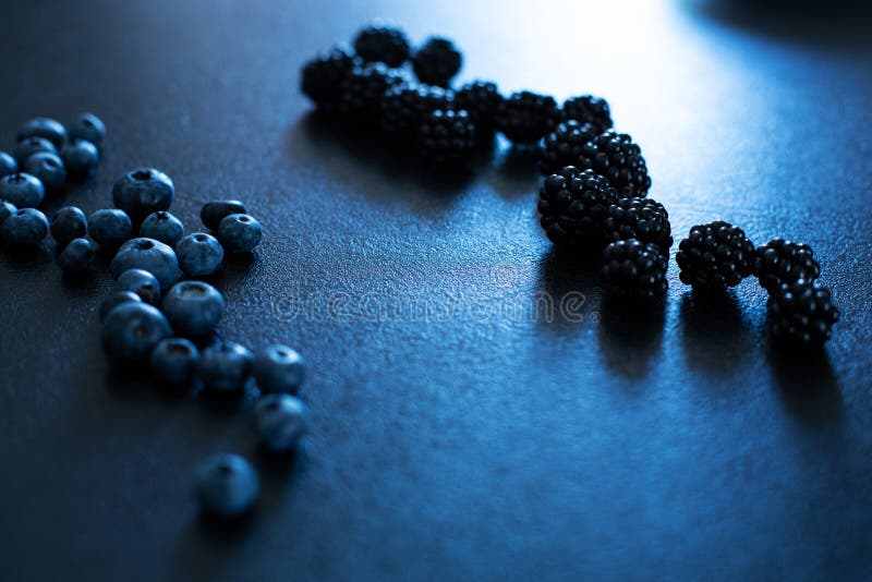 Mix Set Layout of Different Types of Black Berries on a Black Table ...