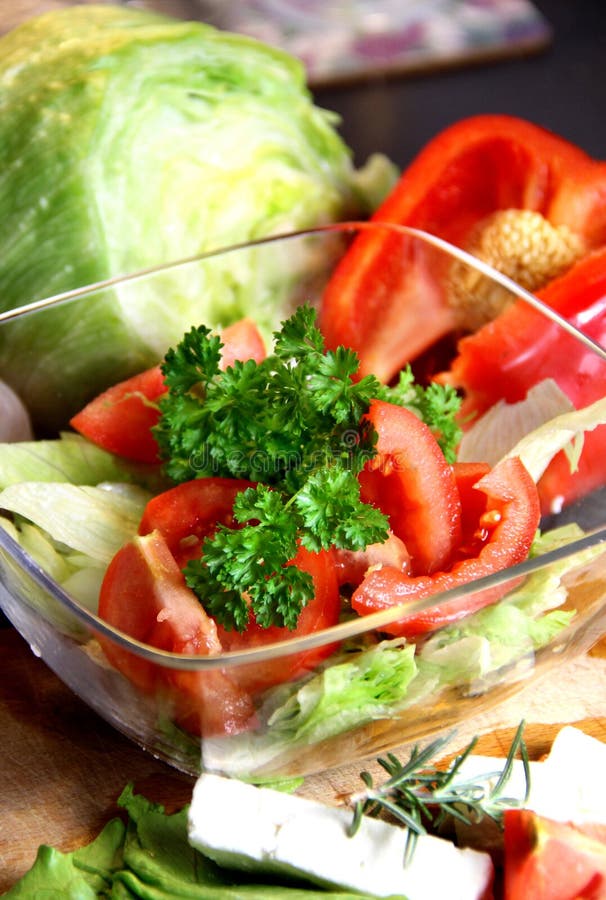 Mix of Sliced Ingredients for Vegetable Salad Stock Photo - Image of ...