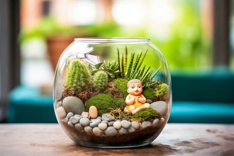 Mix of Small Stones and Moss Soil in a Succulent Terrarium Stock Image ...