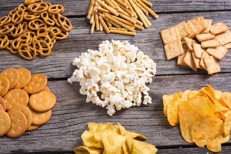 Mix of snacks stock photo. Image of beer, popcorn, bowls - 103080784