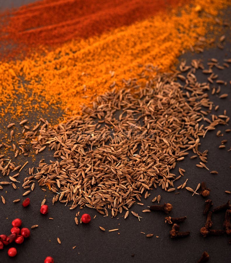 Mix of Spices on Black Board Stock Photo - Image of aroma, pepper: 66477710