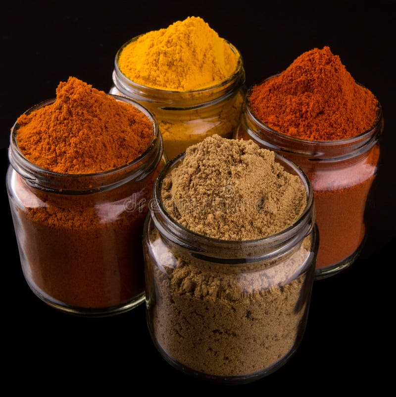 Mix Spices on Black VI stock photo. Image of orange, glass - 39156240