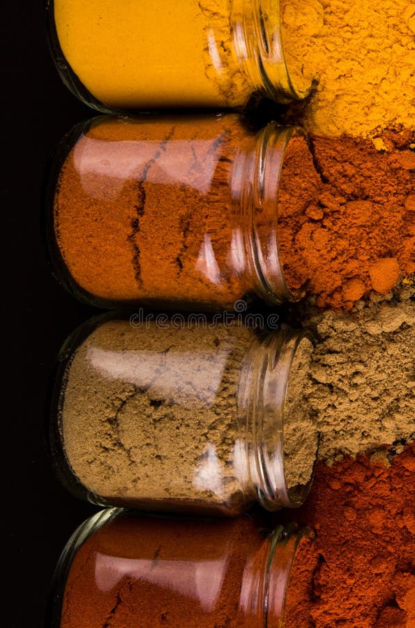 Mix Spices on Black XI stock image. Image of powder, asian - 39156497