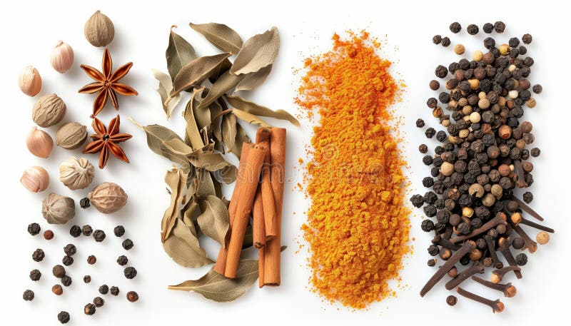 Mix of Spices Isolated on White Background, Vibrant and Aromatic. Stock ...