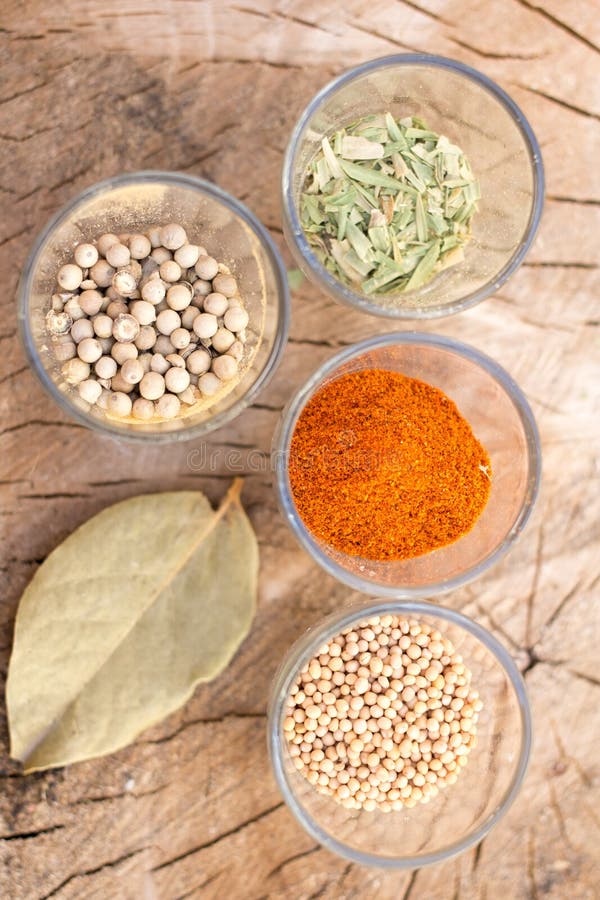 Mix of Spices on Wooden Background Stock Image - Image of colors ...