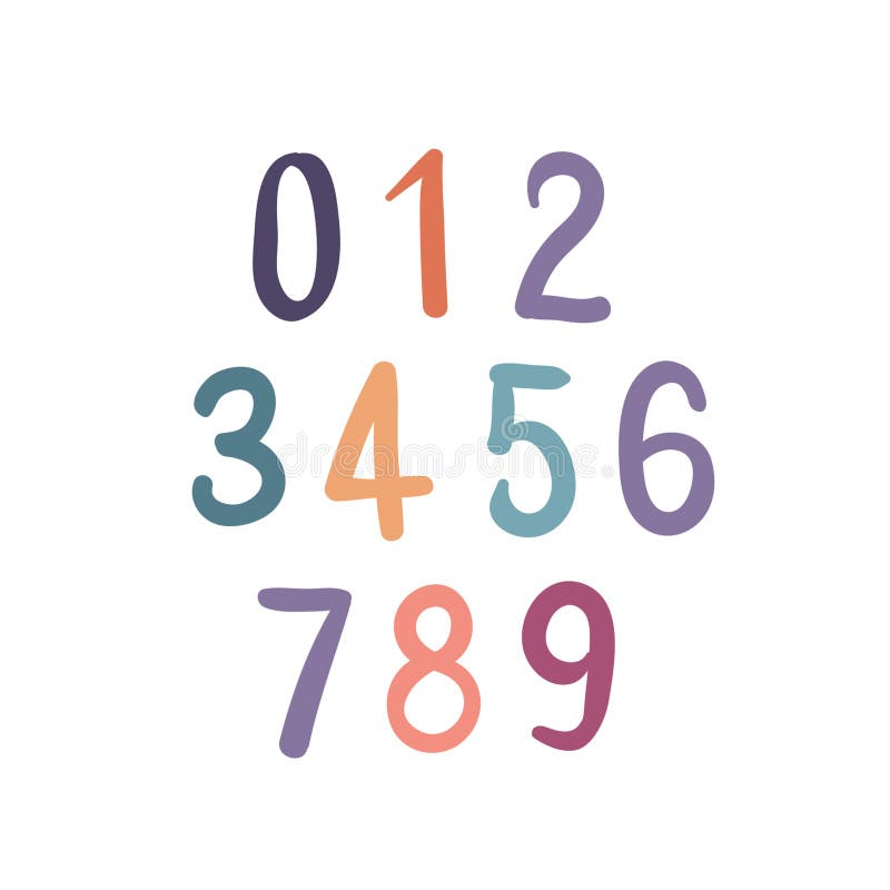 Numbers Vector Graphics Bundle, Numbers Clipart 0 To 9 Set, Colorful ...