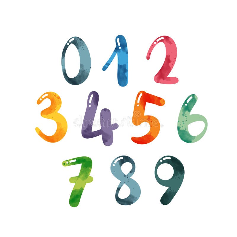 Numbers Vector Graphics Set, Numbers Clipart 0 To 9 Set, Colorful ...
