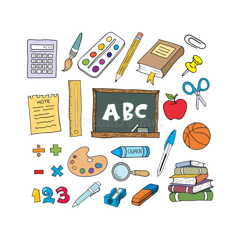 School Clipart Set, Digital Classroom Graphics, Educational Supplies ...