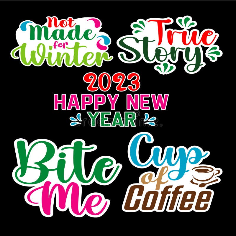 Mix Sticker or Happy New Year 2023 Sticker and Others Stock Vector ...