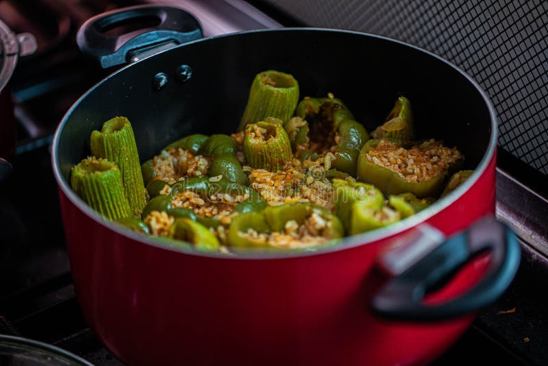 Mix Stuffed Dish. Arab Mix Stuffed Dish. Zucchini. Grape Leaves Stock ...