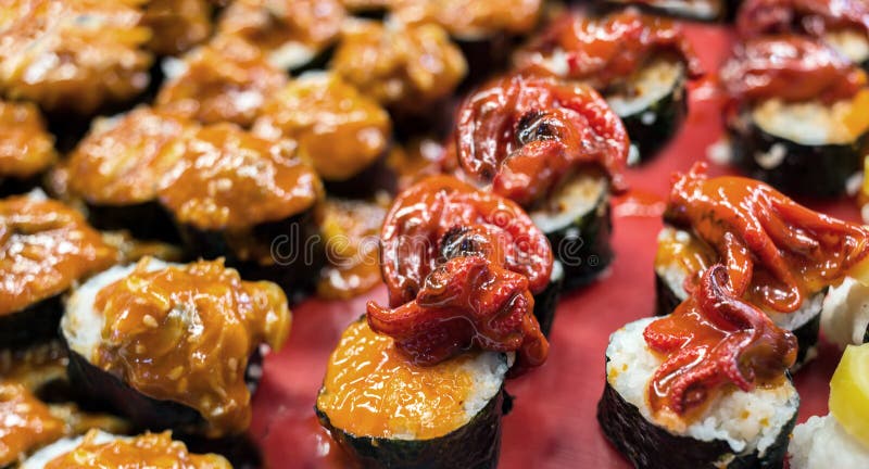 Mix Sushi Flavor on Sushi Bar on Japanese Restaurant Stock Image ...