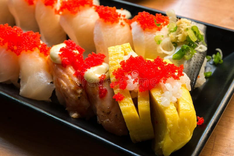 Mix Sushi in Plate stock image. Image of lifestyle, japanese - 93350503