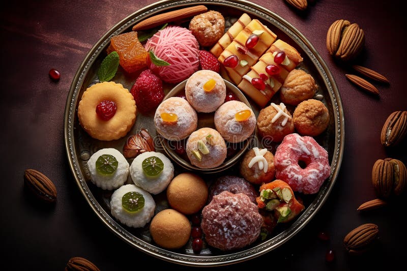 Mix Sweets in Dish, a Large Variety of Pakistani Mithai. Ai Generative ...