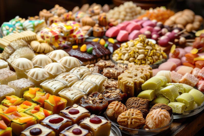 Mix Sweets in Dish. Variety of Pakistani Mithai Stock Illustration ...