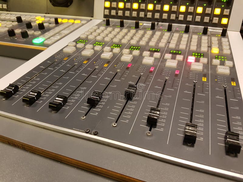 Mix table in radio studio stock image. Image of mixing - 73505889