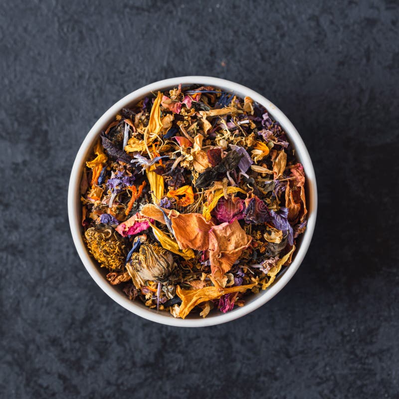 Mix tea with dried flowers stock photo. Image of organic - 181548068