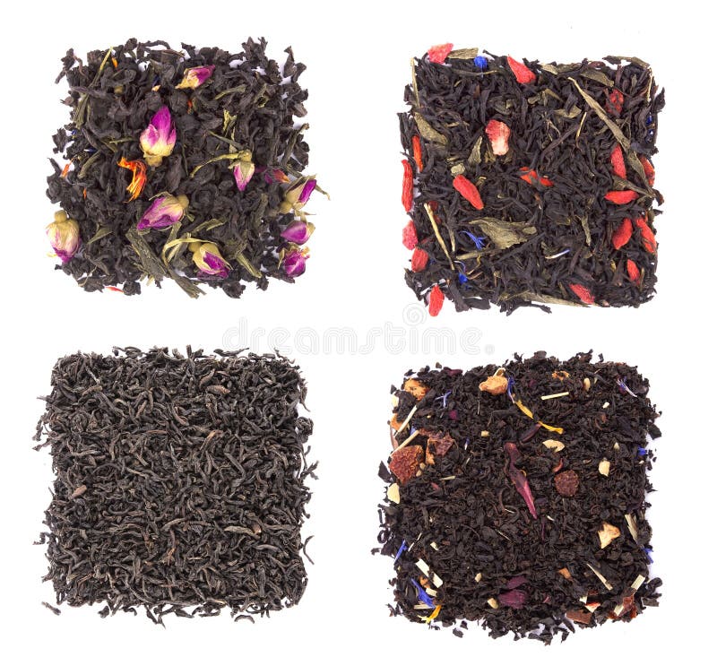 Mix of Tea Leaves Isolated on White Background Stock Image - Image of ...
