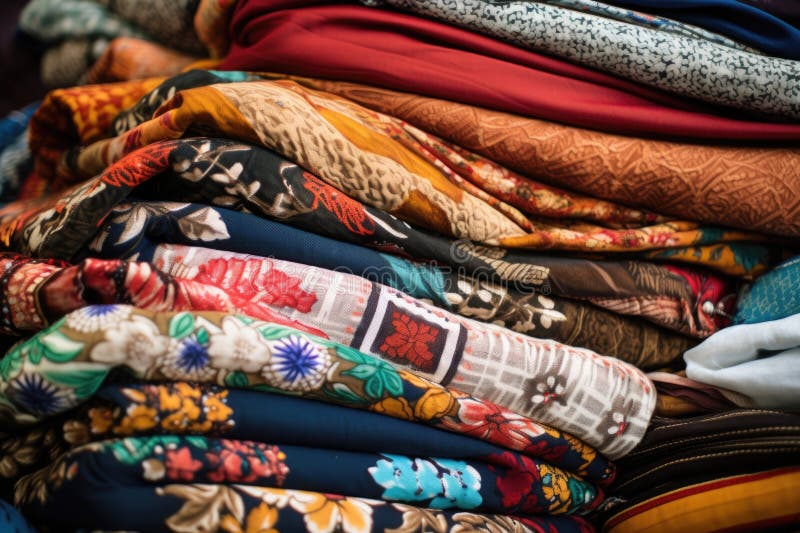 A Mix of Traditional Fabrics from Various Countries Stock Illustration ...