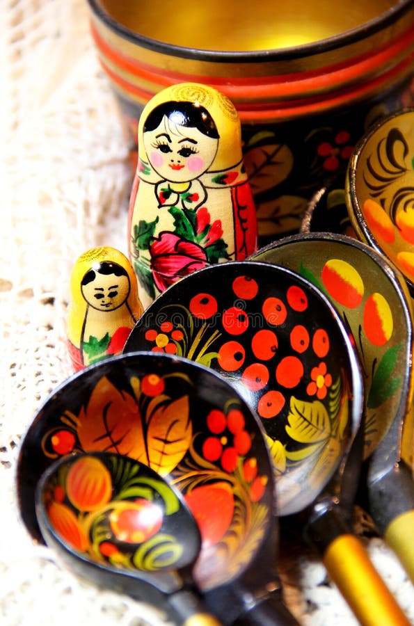 Mix of Traditional Russian Souvenirs Stock Photo - Image of folklore ...