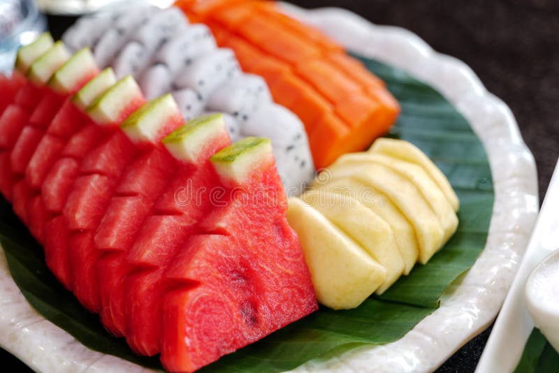 Mix Various Slice of Tropical Fruit. Stock Photo - Image of natural ...