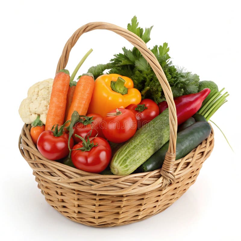 Mix Vegetable in Basket Isolated on Transparent Background Stock ...