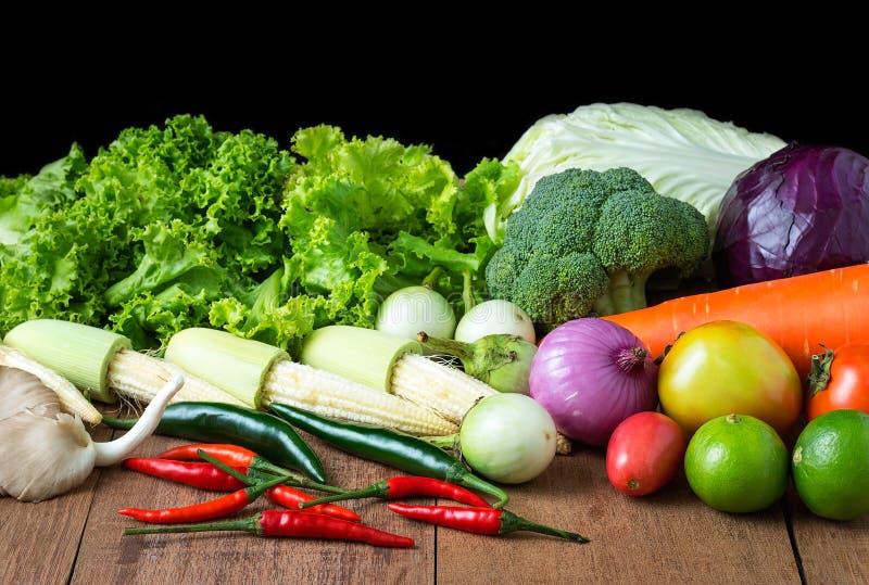 Mix Vegetable on Wood Table Stock Image - Image of kitchen, fruit: 74126017