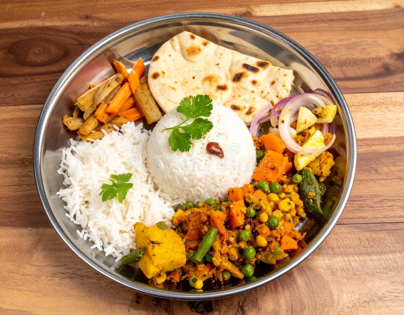 Mix Vegetables Thali AI Generated Stock Illustration - Illustration of ...