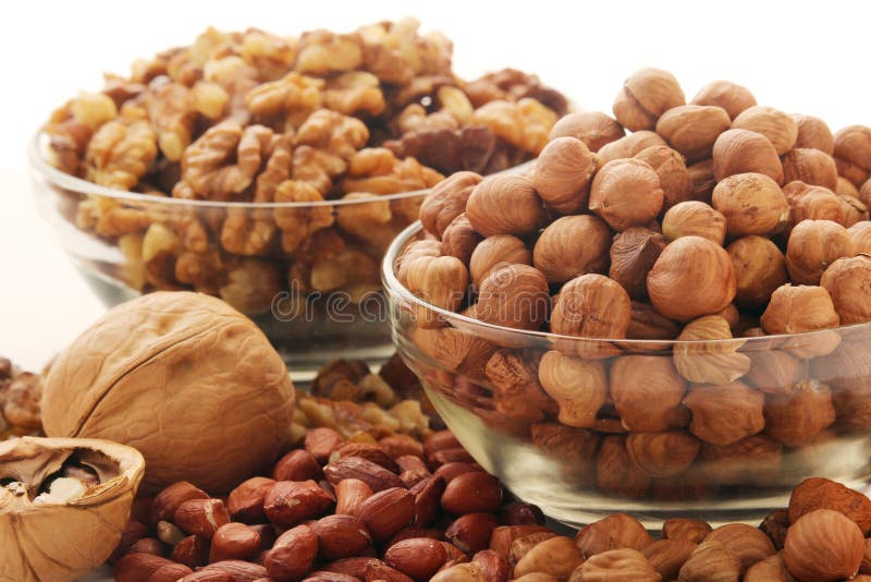 Different Nuts in Glass Cups Stock Photo - Image of nuts, closeup ...