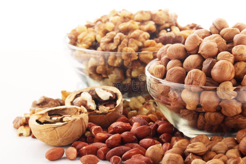 Different Nuts in Glass Cups Stock Photo - Image of choice, hazelnut ...